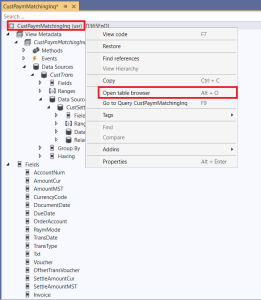 AX2012/D365FnO – HOW TO CREATE A VIEW FROM THE STATIC QUERY IN D365FnO – D365FnO